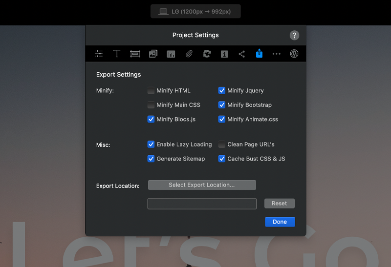 Project Settings – Blocs – User Documents